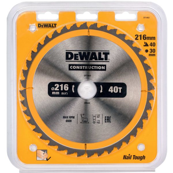 Купить DEWALT DT1953-QZ диск пильный по дереву CONSTRUCTION, 216х30х1.7 ...
